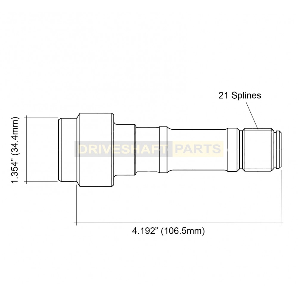 Spline stub for CVJ071
